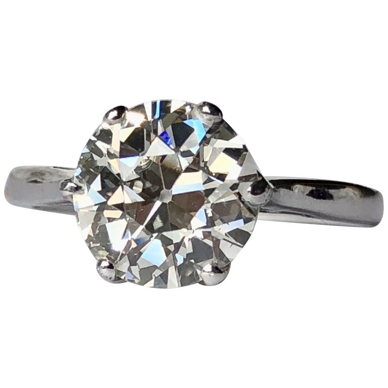 Old Cut Diamond Solitaire Single Stone Vintage Engagement Ring 2.35ct H ...