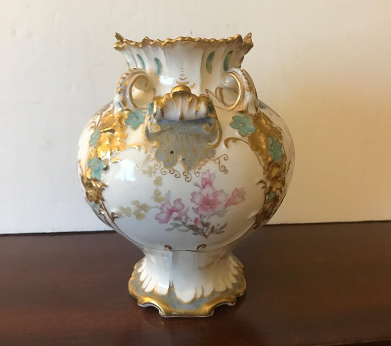 Old Derby China Gilt and Floral Vase For Sale at 1stDibs