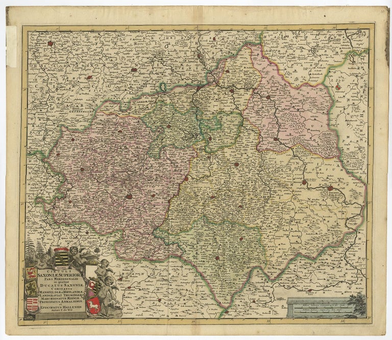 Old Detailed Map of the Historical Regions of the Duchy of Saxony ...