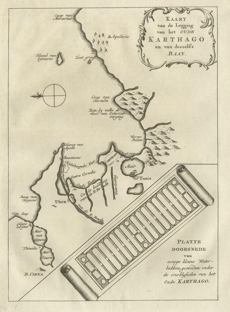 Old Dutch Map of the City of Carthage and the Bay of Carthage, 1773 For ...
