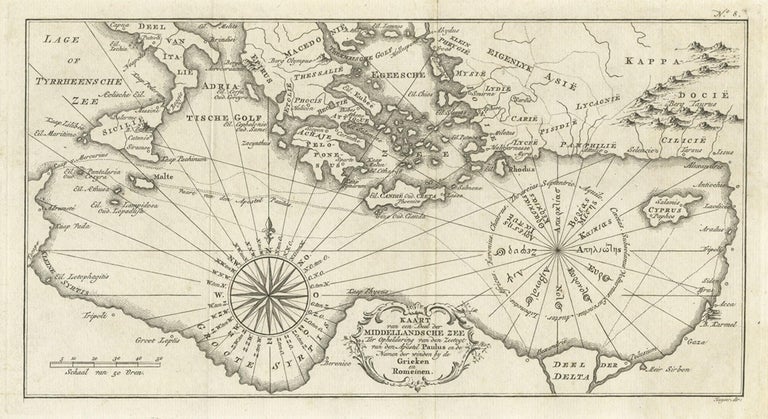 Old Dutch Map of the Region Around the Mediterranean Sea, 1773 For Sale ...