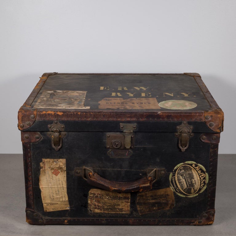 Old England Leather or Brass Luggage with Original Travel Stickers c ...