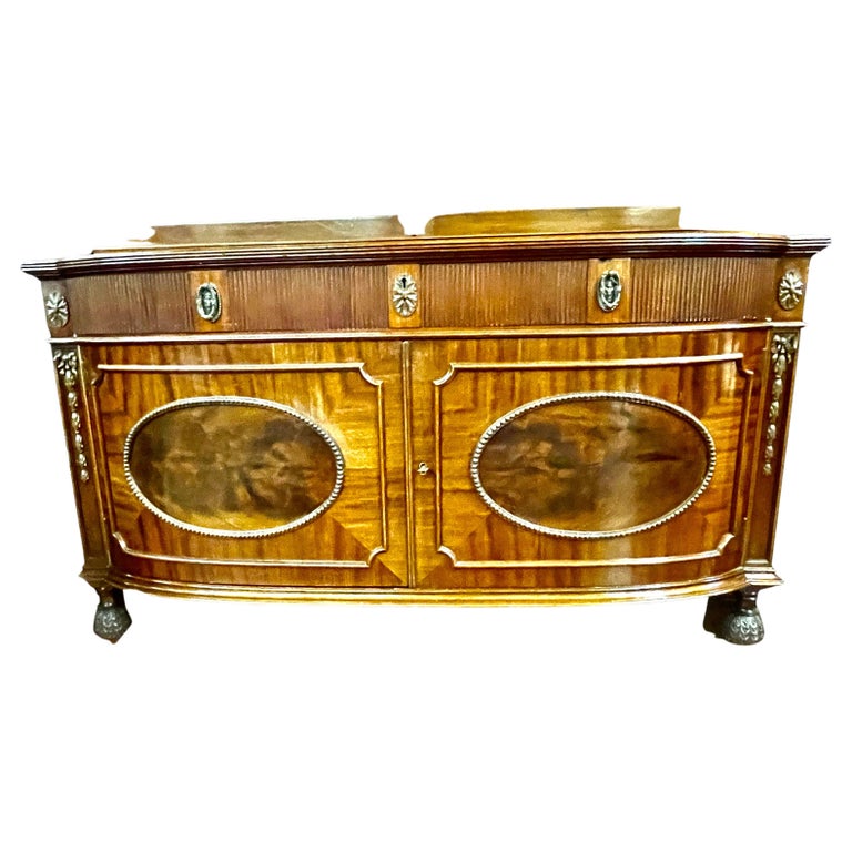 Old English "Adam" Style Signed Mahogany Bowfronted Bookcase or Display ...