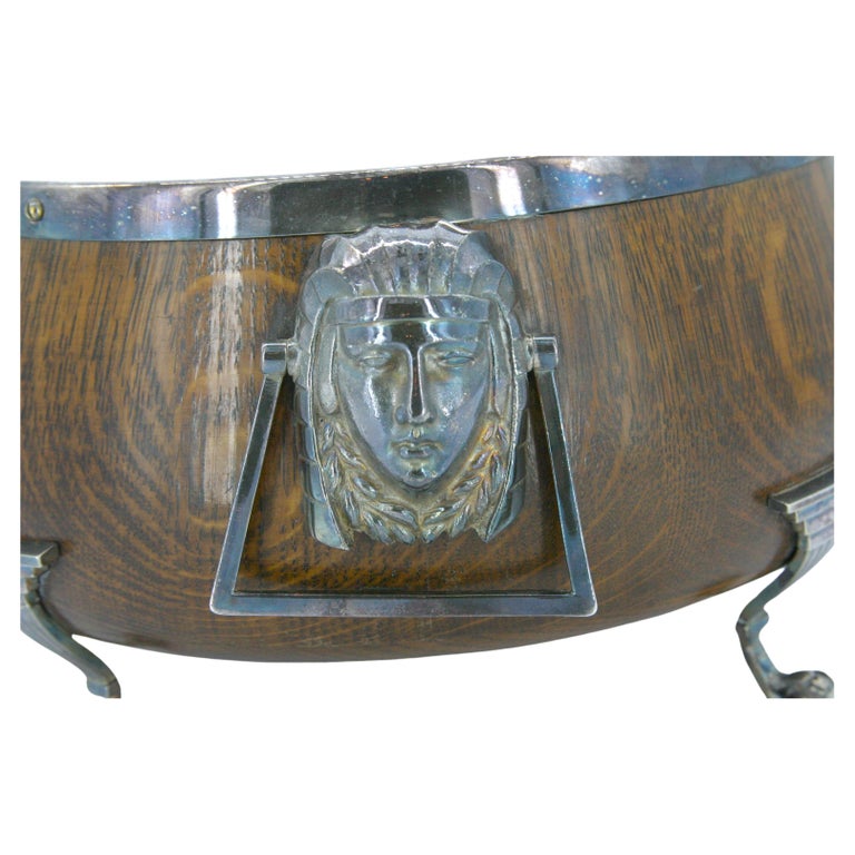 Old English Oak / Porcelain Centerpiece Bowl For Sale at 1stDibs