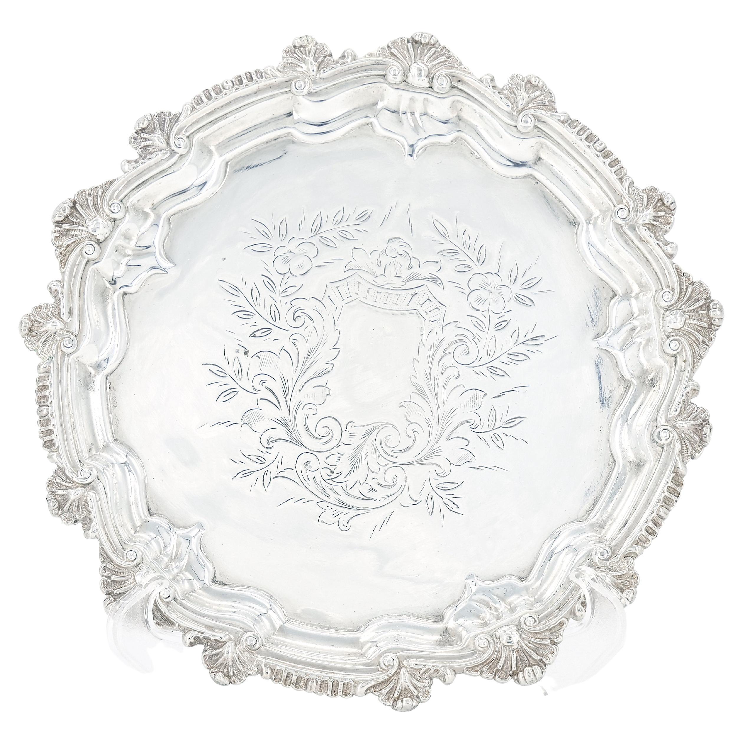 Old English Sheffield Small Silver Plate Hand Engraved Interior Footed ...