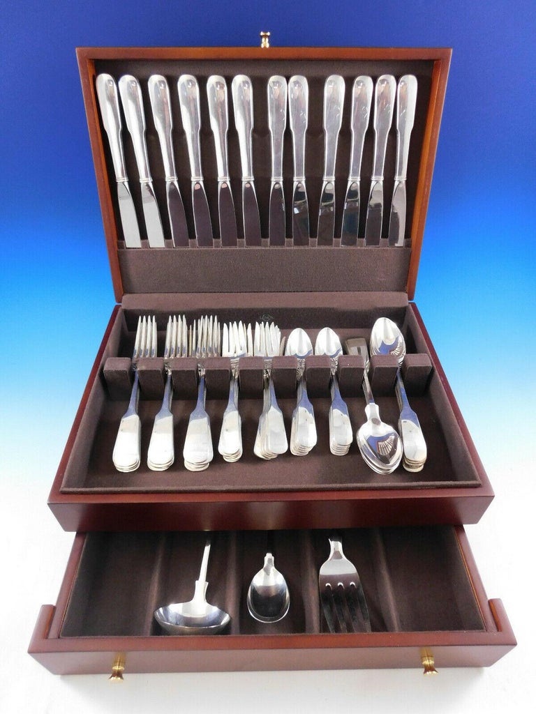 Old English Tipt by Gorham Sterling Silver Flatware Set 12 Dinner ...