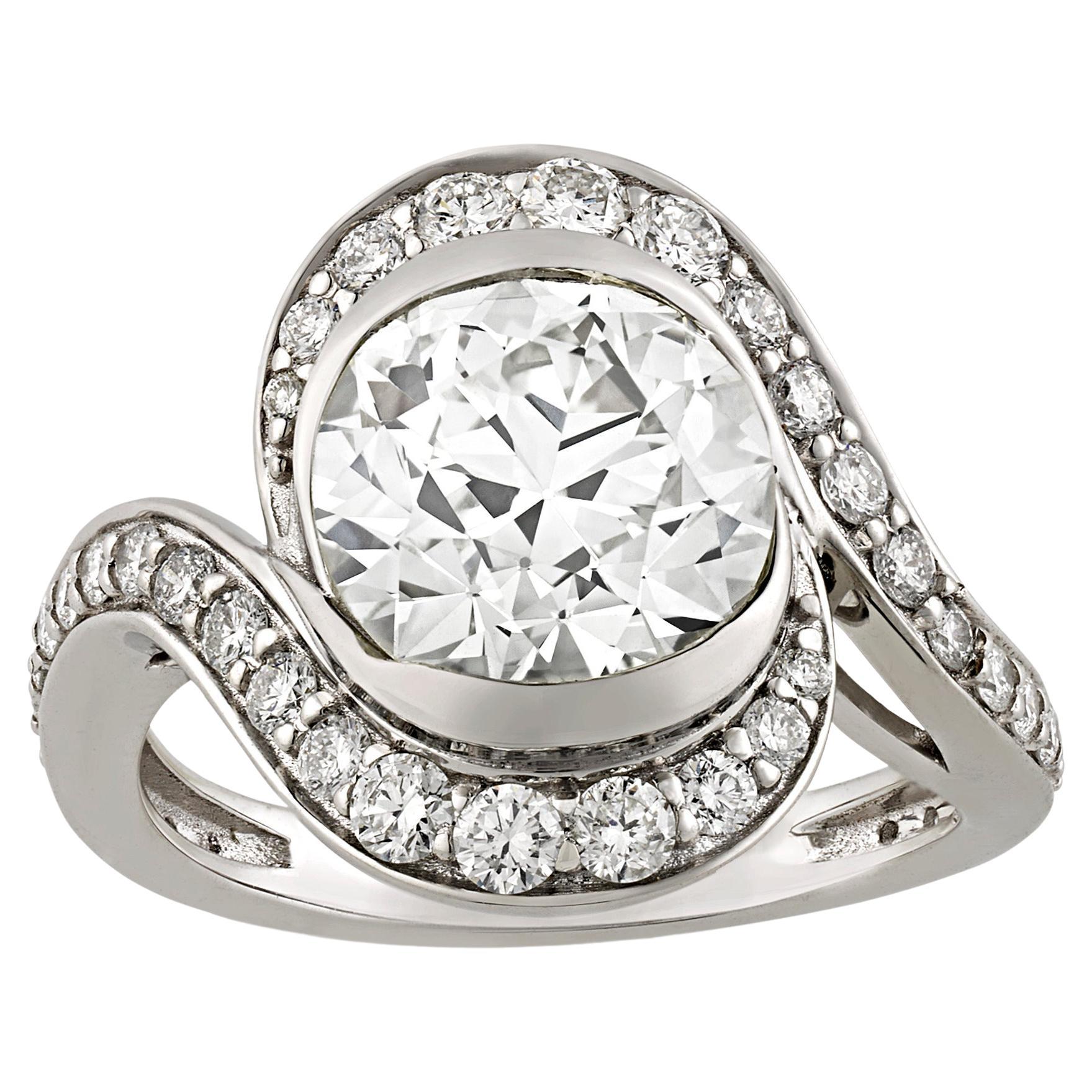 Bezel Set .75ct Old European Cut Diamond Ring at 1stDibs
