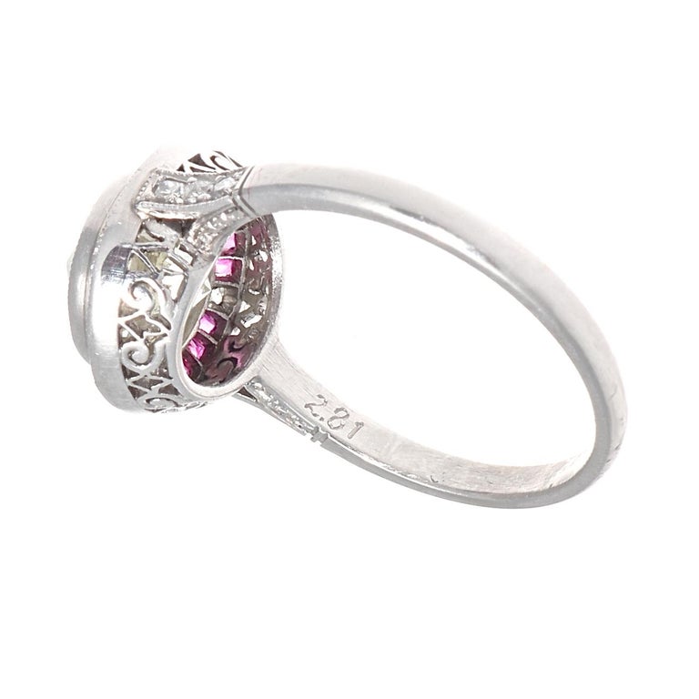 Old European Cut 2.81 Carat Diamond Ruby Platinum Engagement Ring at ...