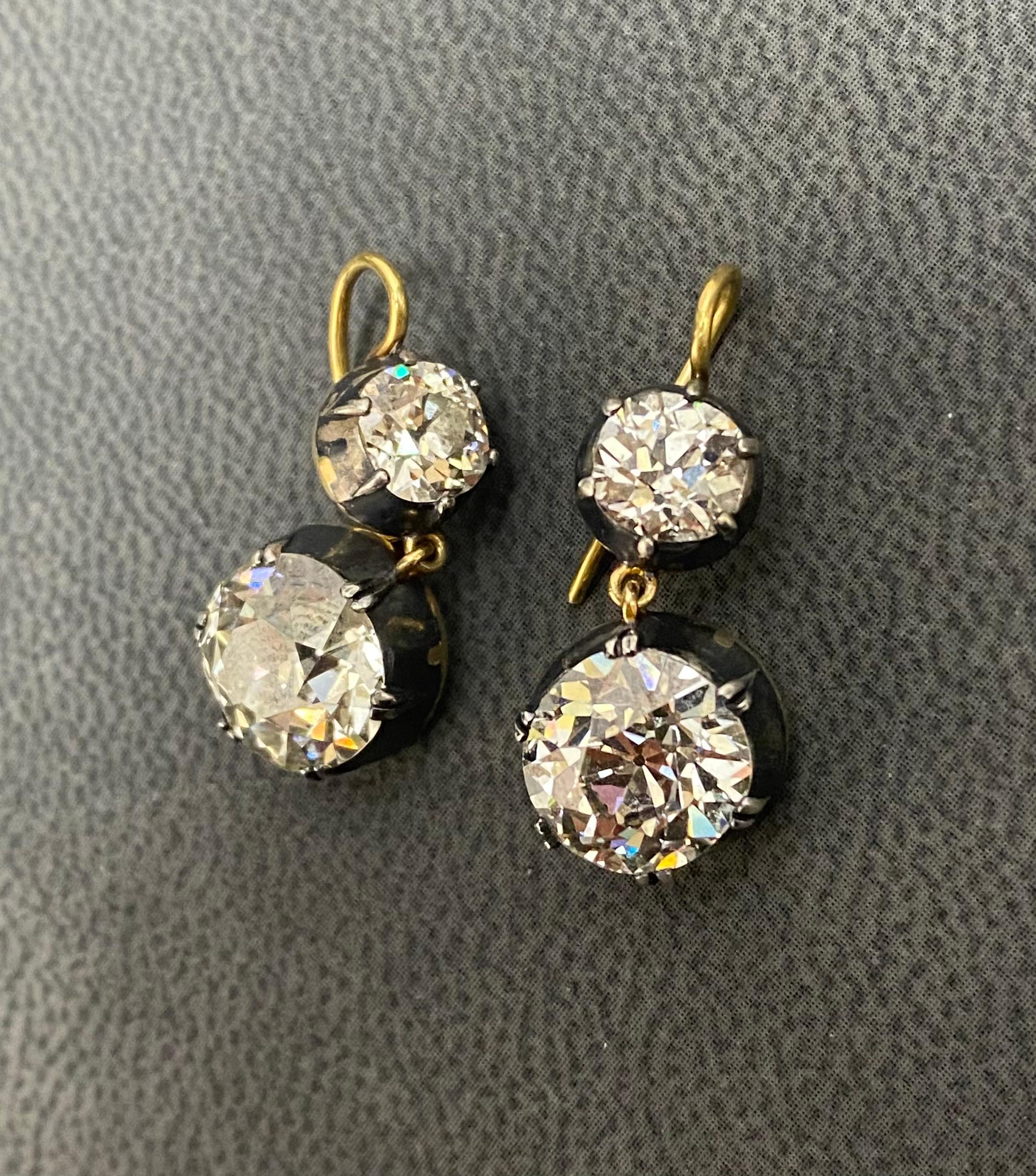 Old European Cut Diamond Dangle Earrings For Sale at 1stDibs