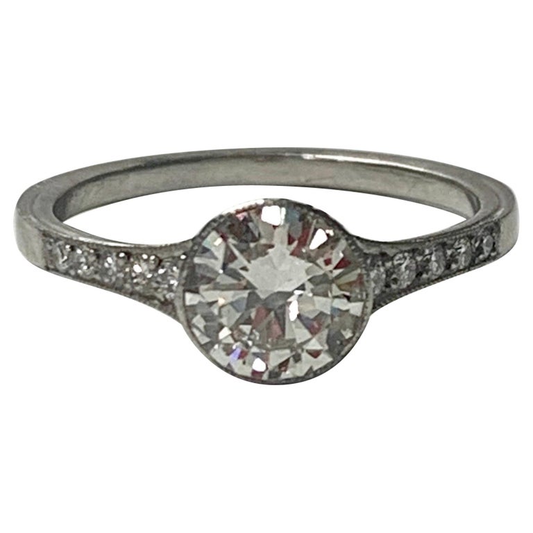 Old European Cut Diamond Engagement Ring in Platinum For Sale at 1stDibs