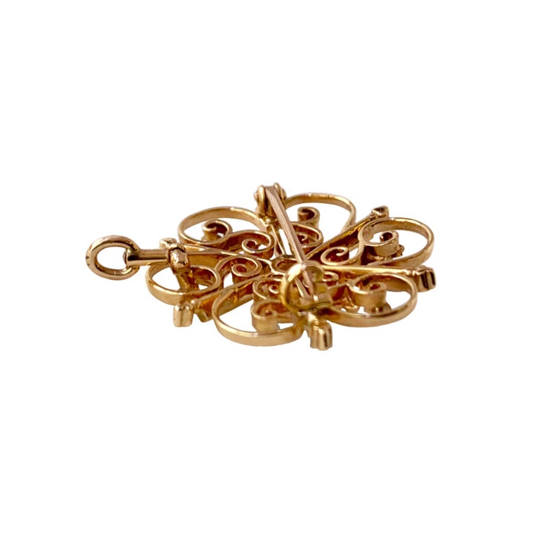 Old European Cut Diamond Gold Star Pendant/Brooch For Sale at 1stDibs