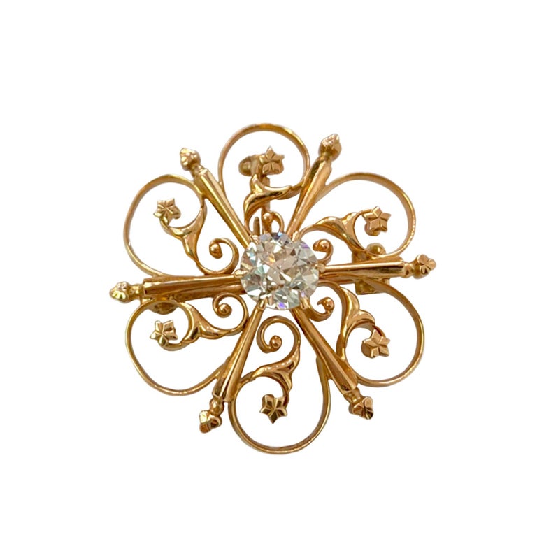 Old European Cut Diamond Gold Star Pendant/Brooch For Sale at 1stDibs