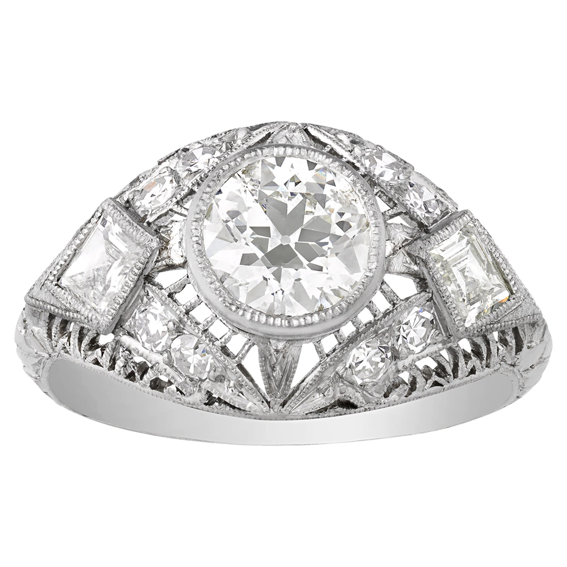 Bezel Set .75ct Old European Cut Diamond Ring at 1stDibs