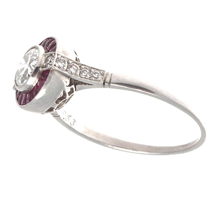 Old European Cut Diamond Ruby Platinum Ring For Sale at 1stDibs