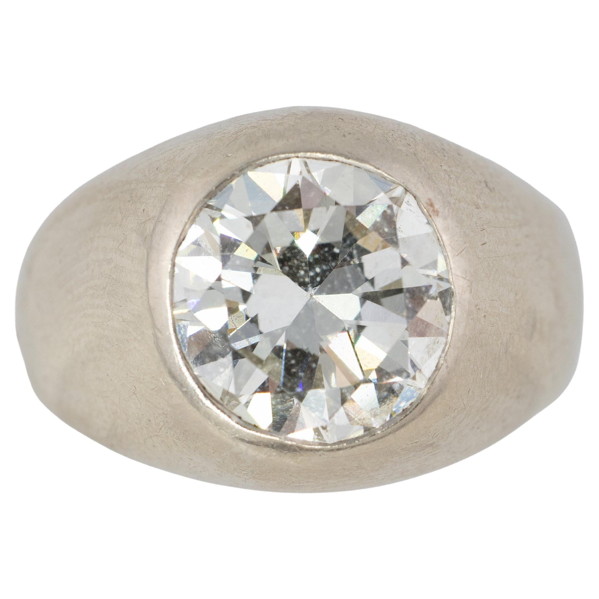Old European Cut Diamond Solitaire Ring For Sale at 1stDibs