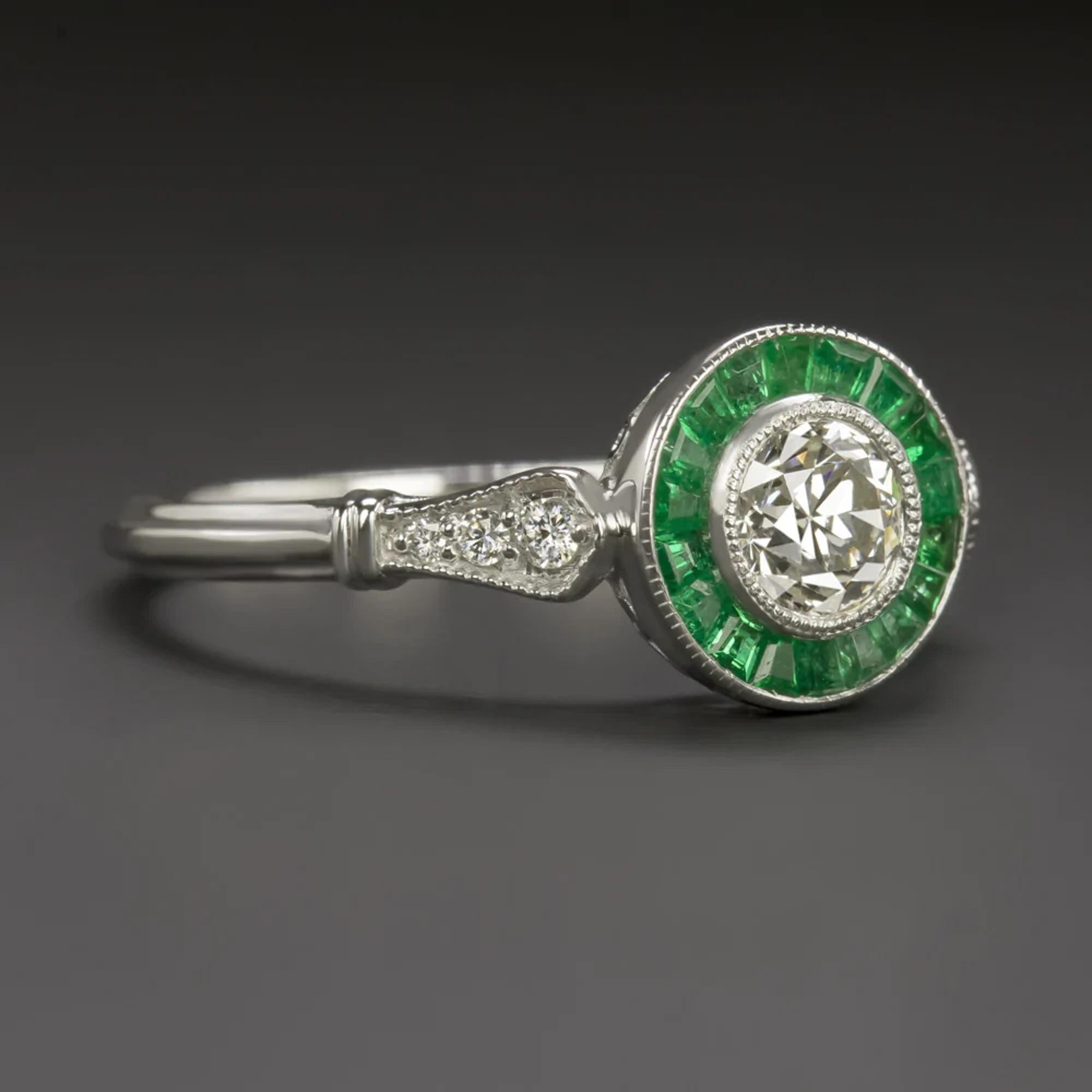 Old European Cut Diamond Surrounded by a Glamorous Ring of Spring Green ...