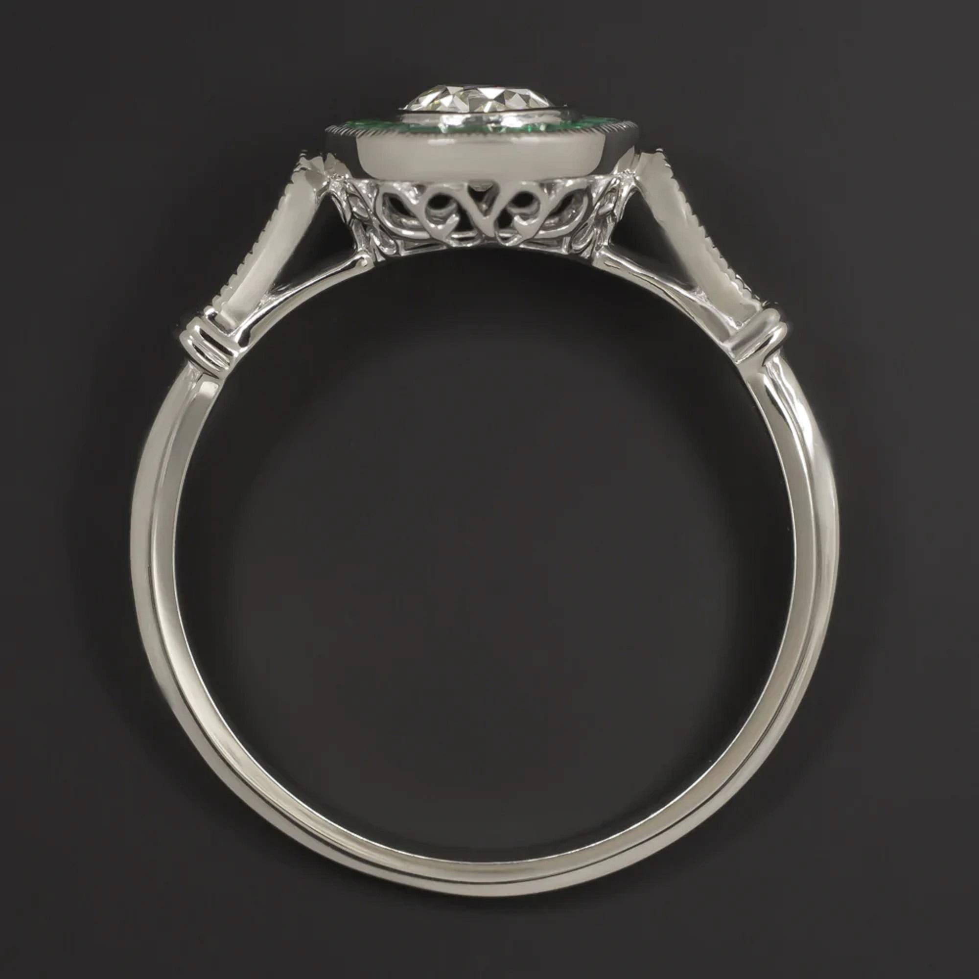 Old European Cut Diamond Surrounded by a Glamorous Ring of Spring Green ...