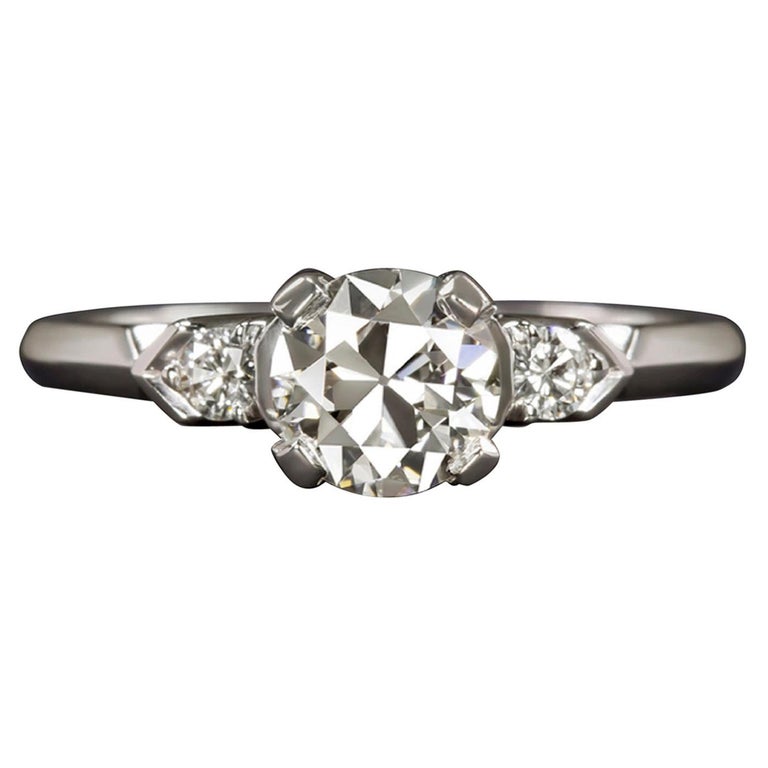 Old European Cut Solitaire 18 Carats White Gold Ring, 1920 For Sale at ...