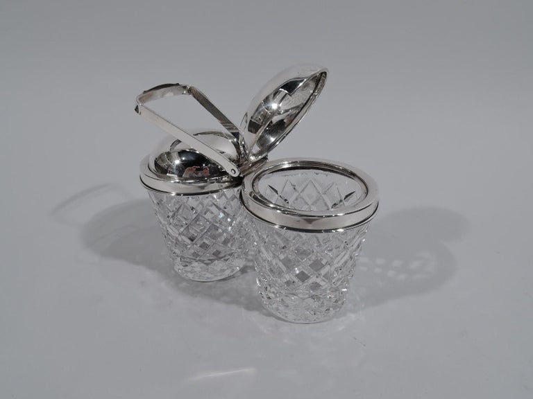 Old Fashioned Cartier Sterling Silver and Glass Double Jam Jars For ...