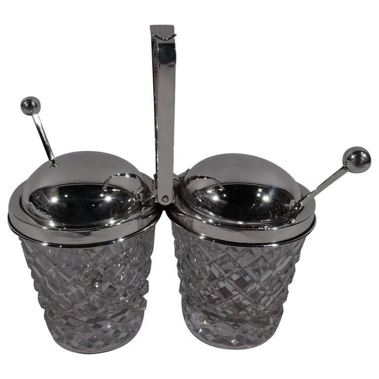 Old Fashioned Hawkes Sterling Silver and Glass Double Jam Jar at 1stDibs