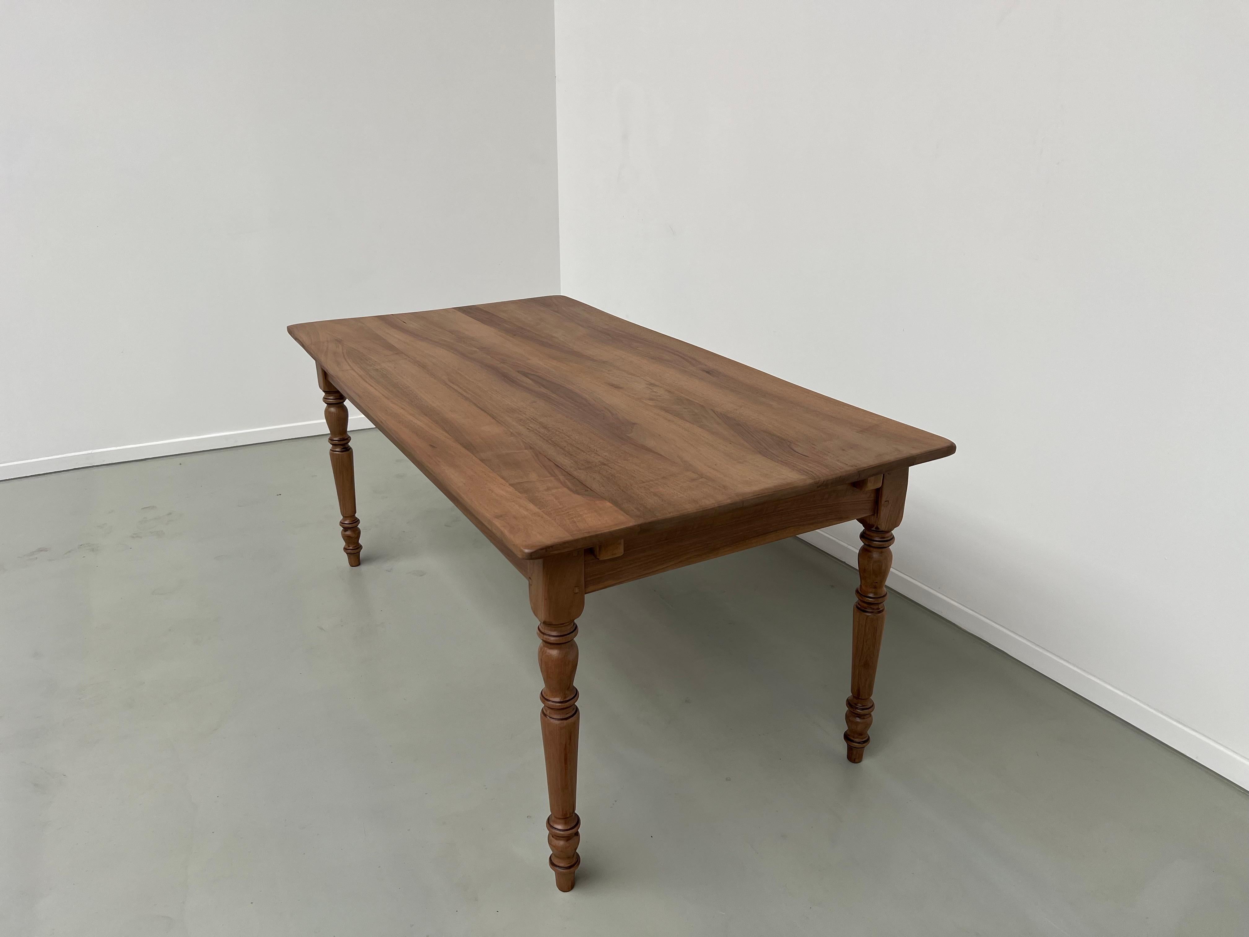 Old French Farm Table in Walnut with Turned Legs, with Extension For ...