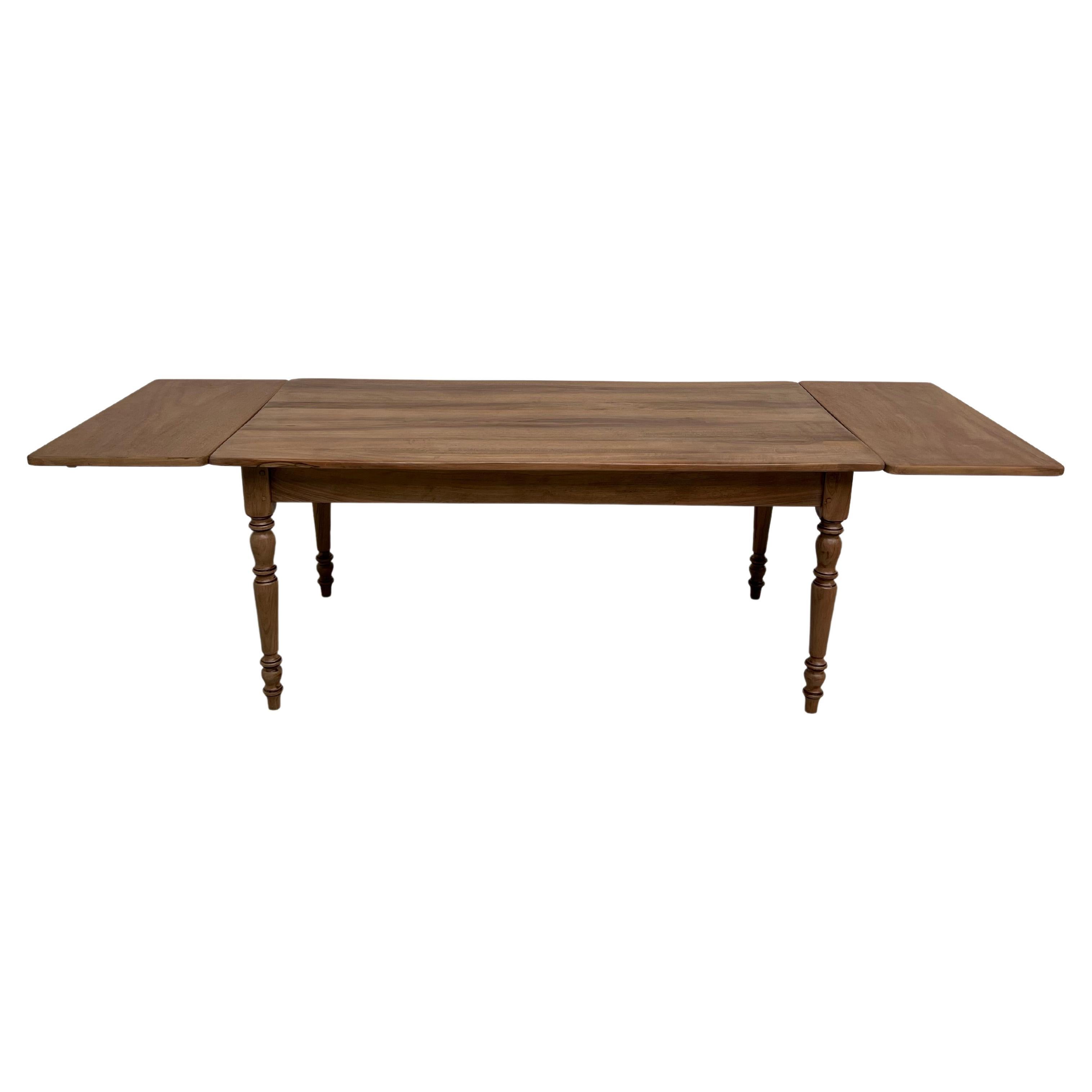 Old French Farm Table in Walnut with Turned Legs, with Extension For ...