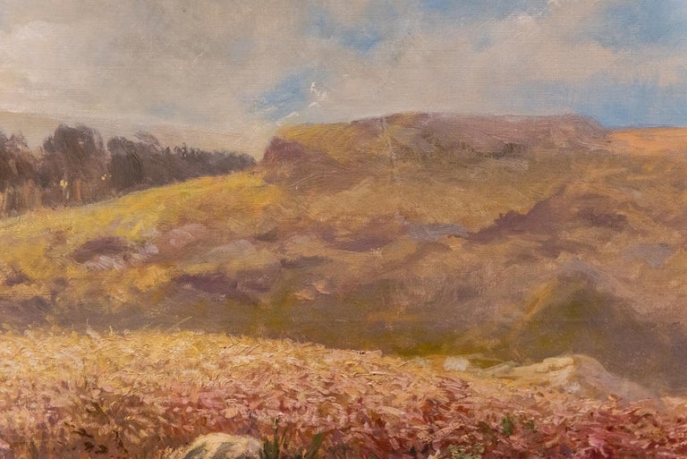Old French Painting "The Heather Valley" in Antique Rare Frame For Sale ...