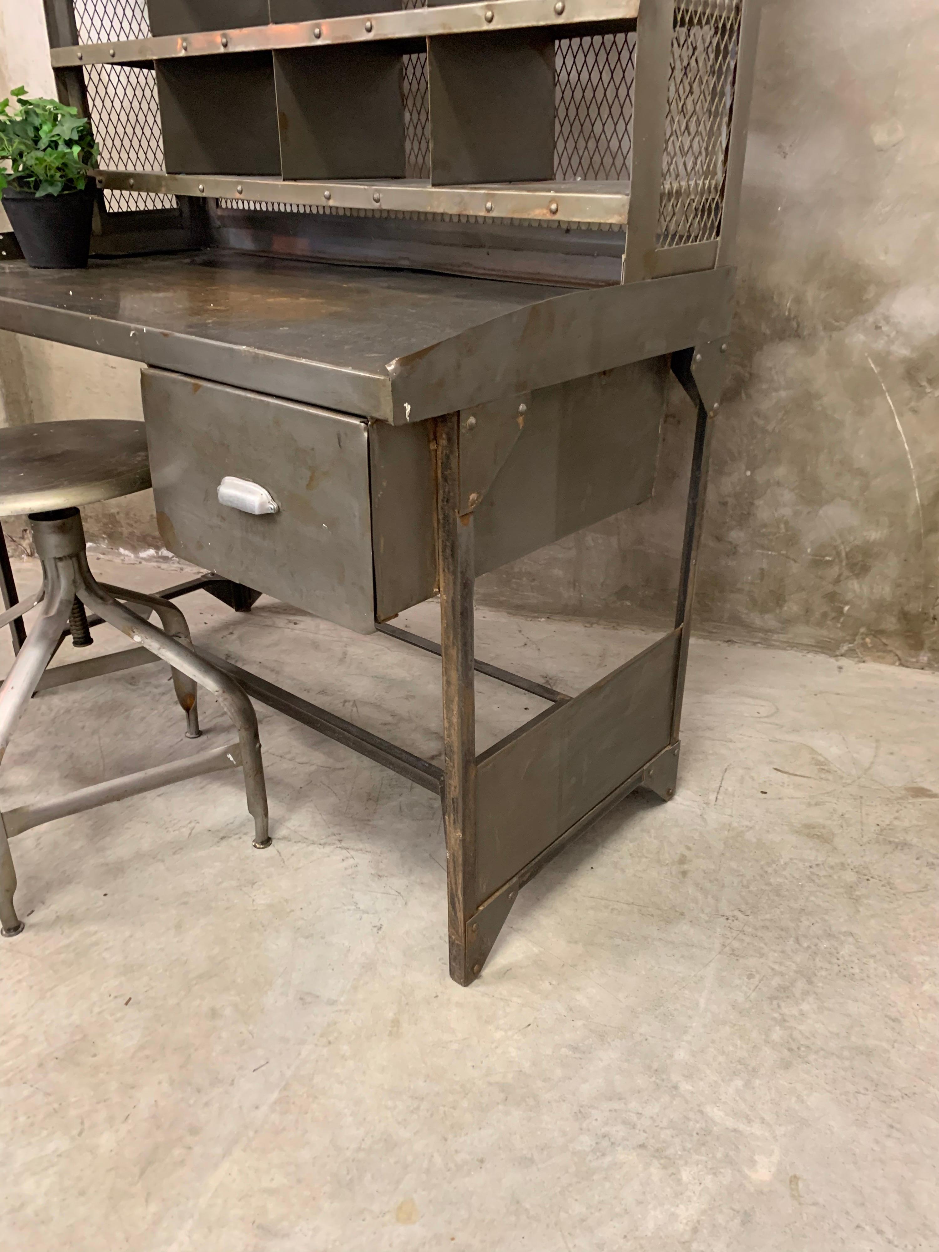 Old French Postal Sorting Cabinet, Vintage Desk, All Metal 1950's at ...