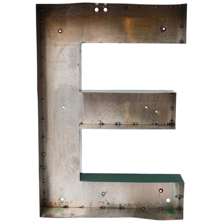 Old Green Letter E of Signboard Made of Zinc, France, circa 1960-1969 ...