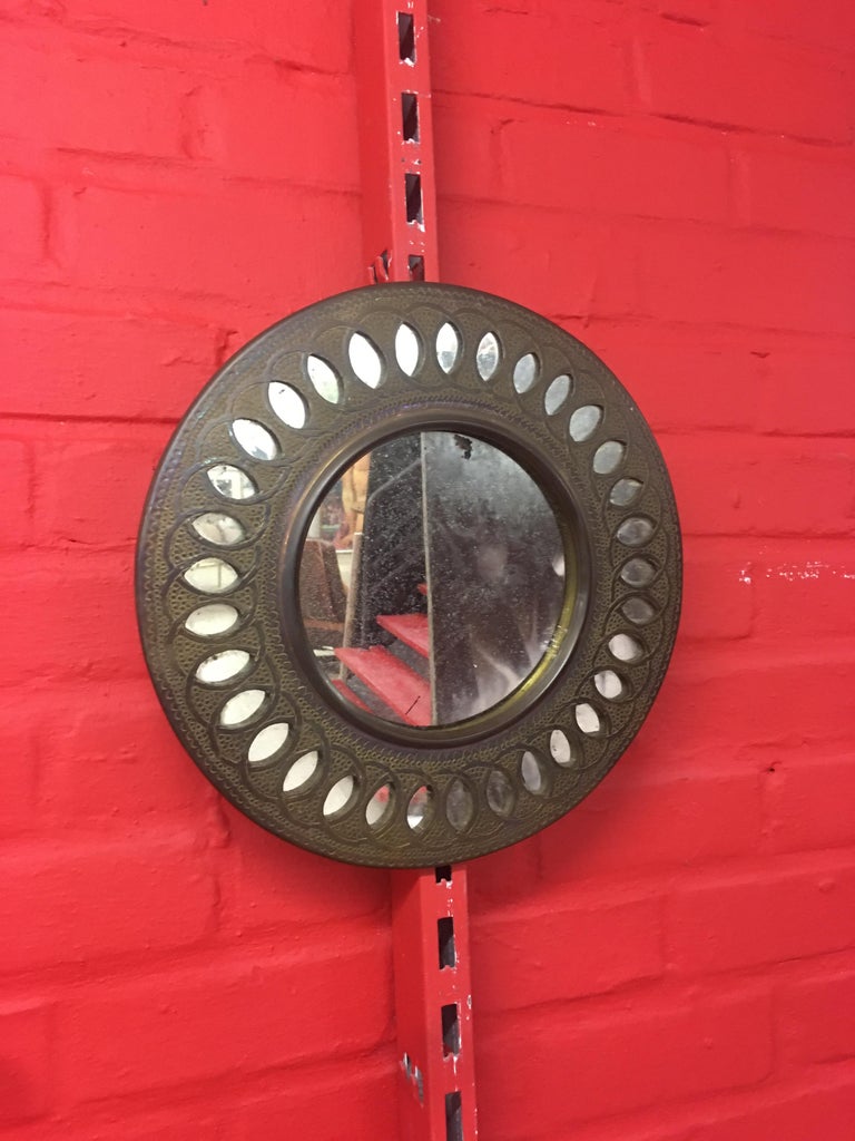 Old Hammered Copper Mirror, circa 1950 For Sale at 1stDibs