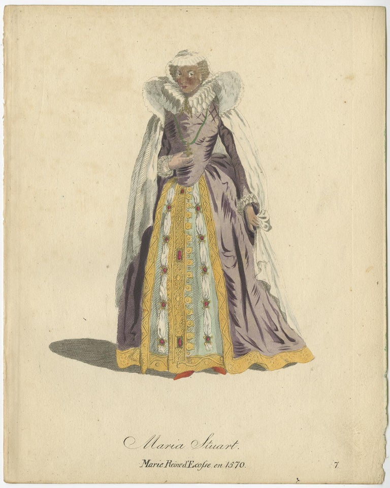 Old Handcolored Print of Stuart Mary, Queen of Scots, 1805 For Sale at ...