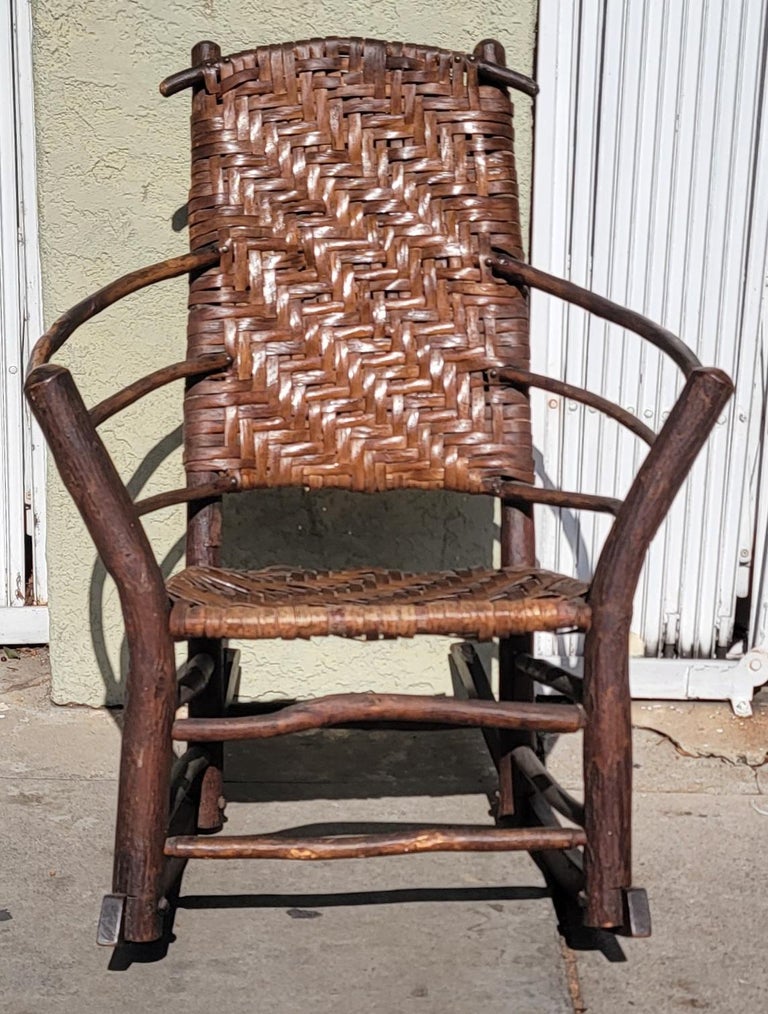 Old Hickory High Back Rocking Chair For Sale at 1stDibs