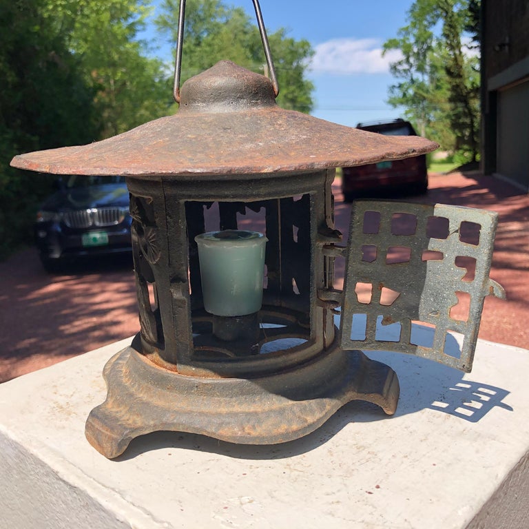Old Japan Blue Lantern With "Birds and Bamboo" at 1stDibs