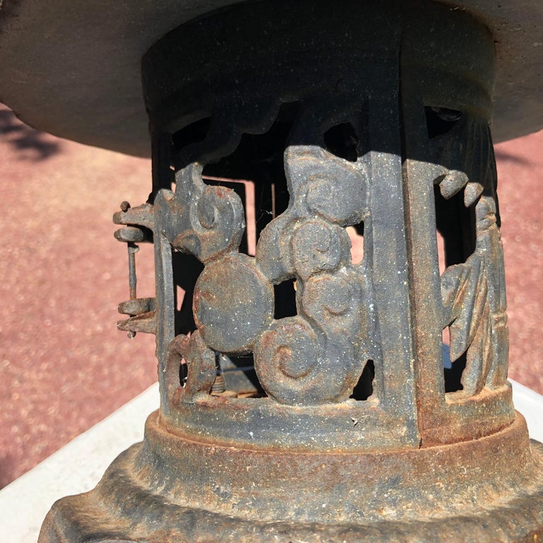 Old Japan Blue Lantern With "Birds and Bamboo" at 1stDibs