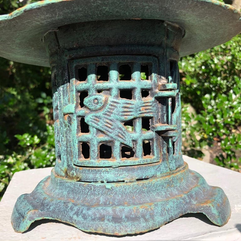 Old Japan Blue Lantern "Birds and Bamboo" Motif at 1stDibs