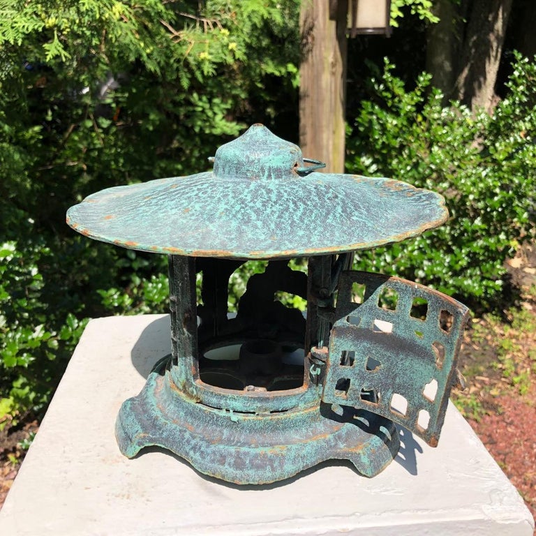 Old Japan Blue Lantern "Birds and Bamboo" Motif at 1stDibs