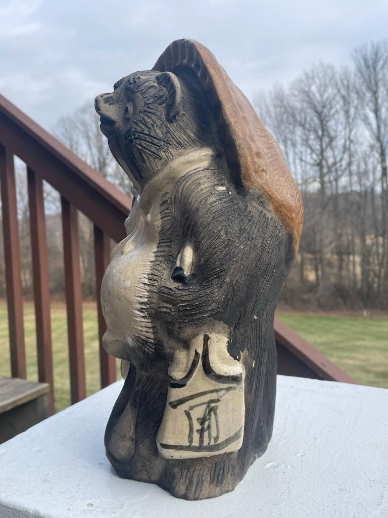 Old Japanese Garden Folk Hero Tanuki Handmade Big Belly For Sale at 1stDibs