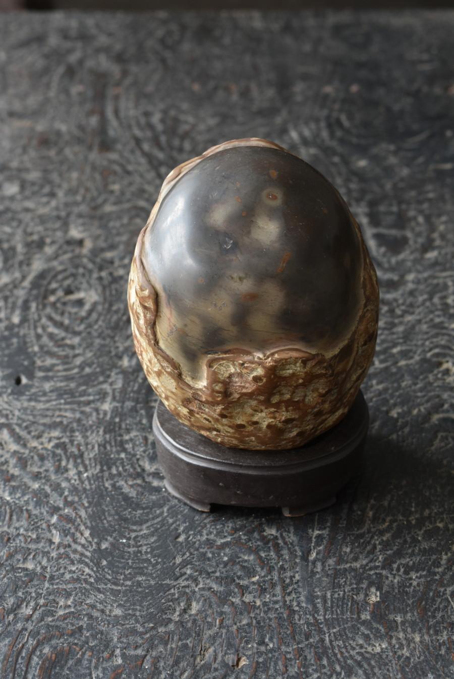 Old Japanese Scholar's Stone/Oval Shaped Beautiful Curved Appreciation ...
