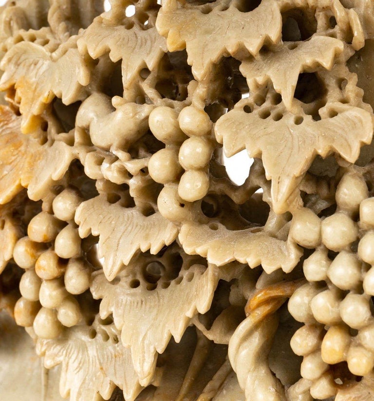 Old Lard Stone, Vine and Grapes, Period, Late 19th Century, Quing ...