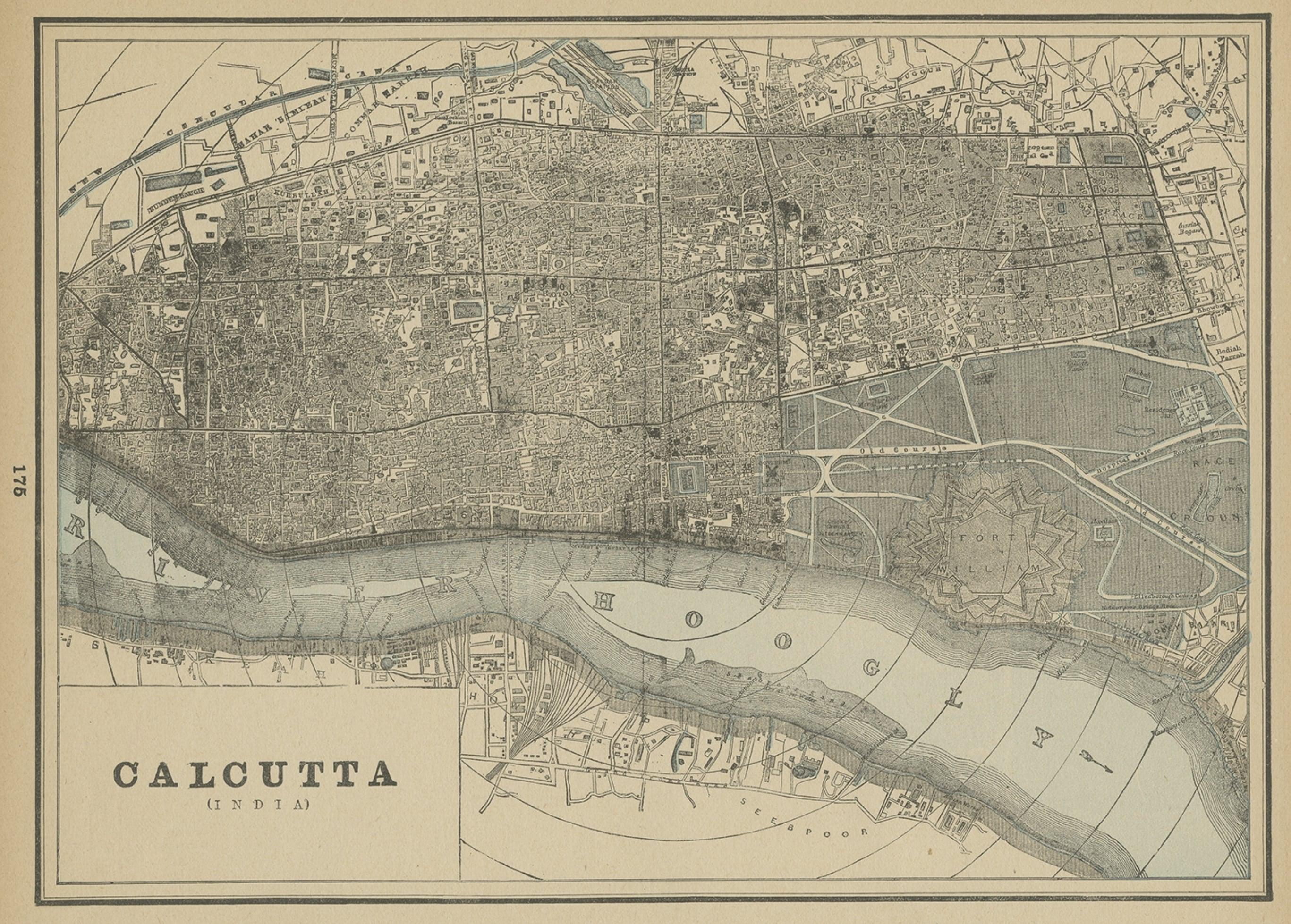 Old Map of Calcutta, India, Verso Egypt, Arabia, Upper Nubia and ...