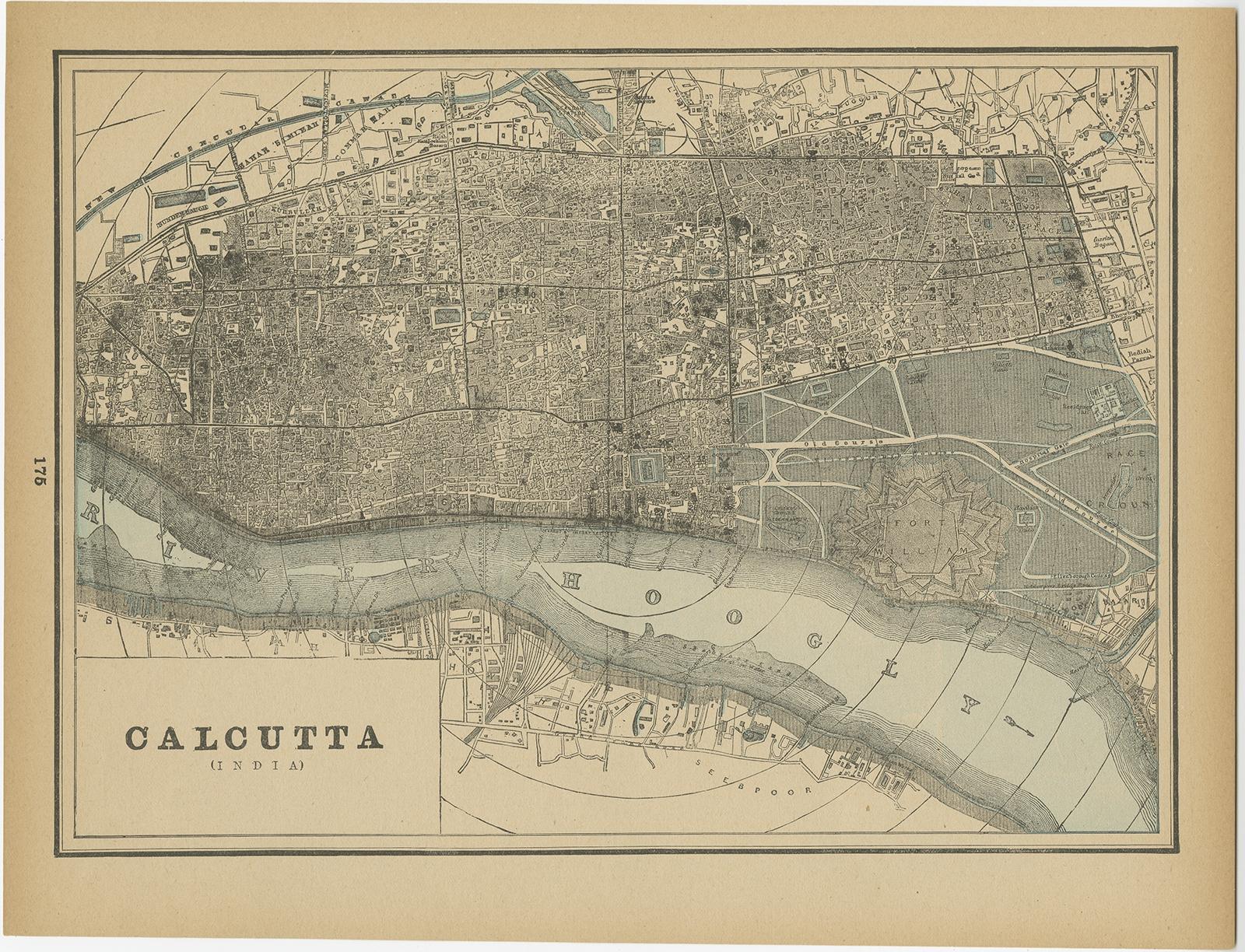 Old Map of Calcutta, India, Verso Egypt, Arabia, Upper Nubia and ...
