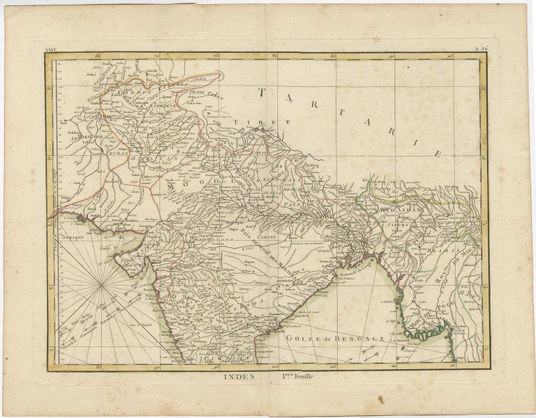 Old Map of North India From Kandahar East to Burma 'Pegu' and South to ...
