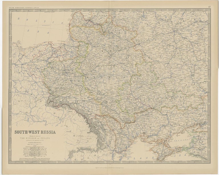 Old Map of Southern Russia, Incl the Extent of the Kingdom of Poland ...