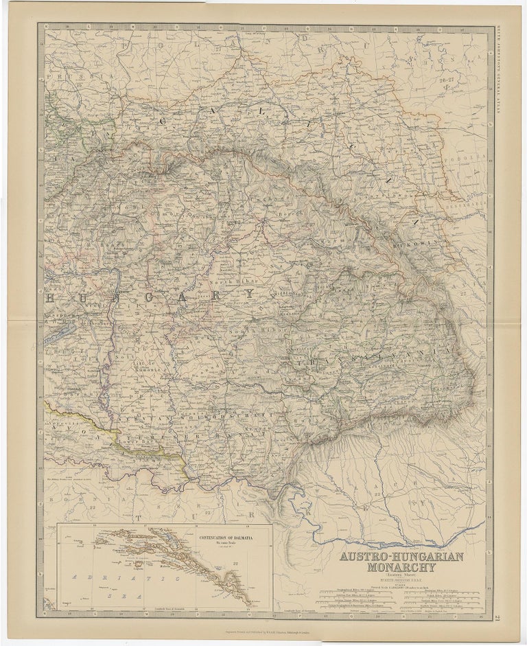 Old Map of the Austro-Hungarian Empire with an Inset Map Dalmatia, 1882 ...