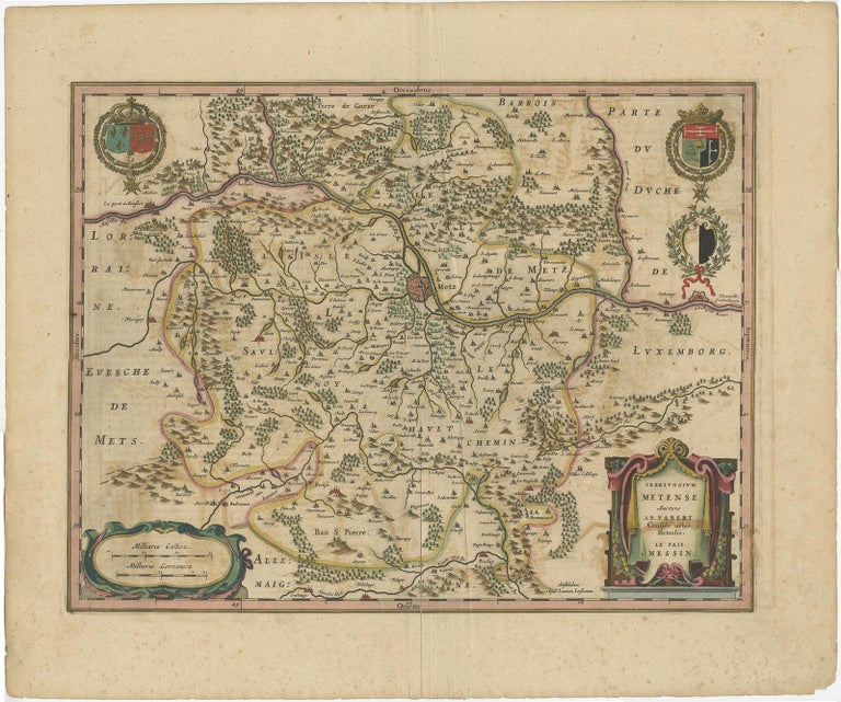 Old Map of The French Wine Region Surrounding Metz in the Moselle ...