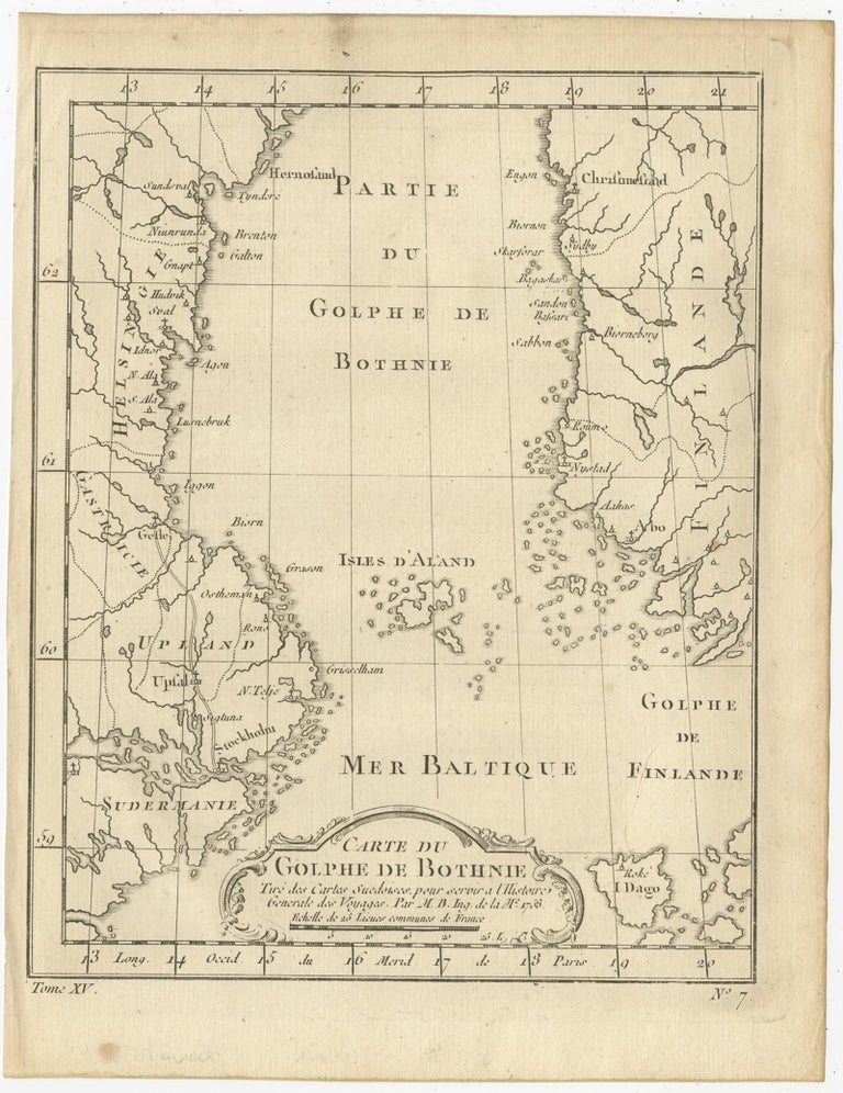 Old Map of the Gulf of Bothnia, the Northernmost Arm of the Baltic Sea ...
