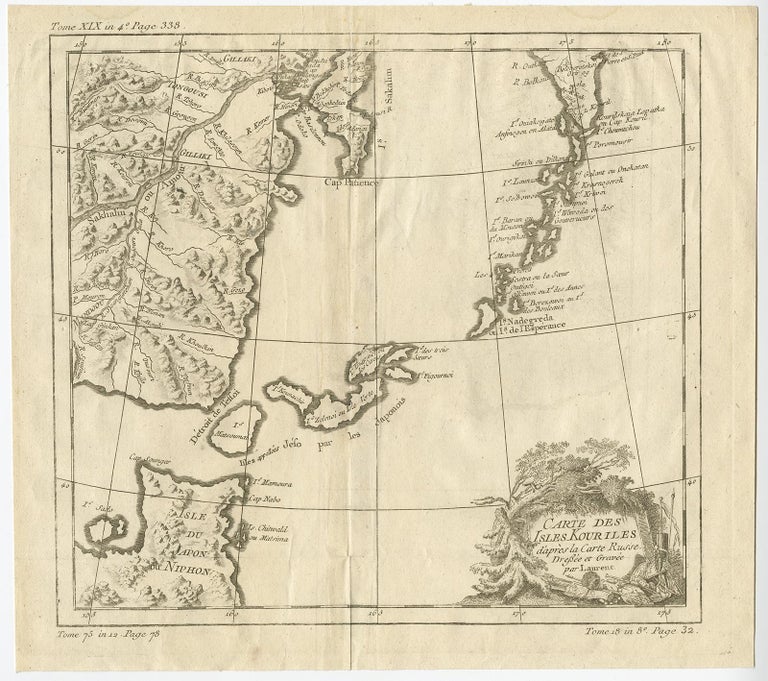 Old Map of The Kurile Islands, from Hokkaido, Japan to Kamchatka ...