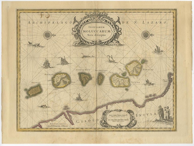 Old Map of the Moluccas, Known as the Famous Spice Islands, Indonesia ...
