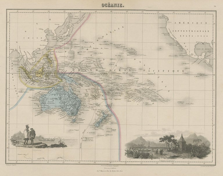 Old Map of the Oceans Around Australia, Indonesia and New Zealand, 1880 ...