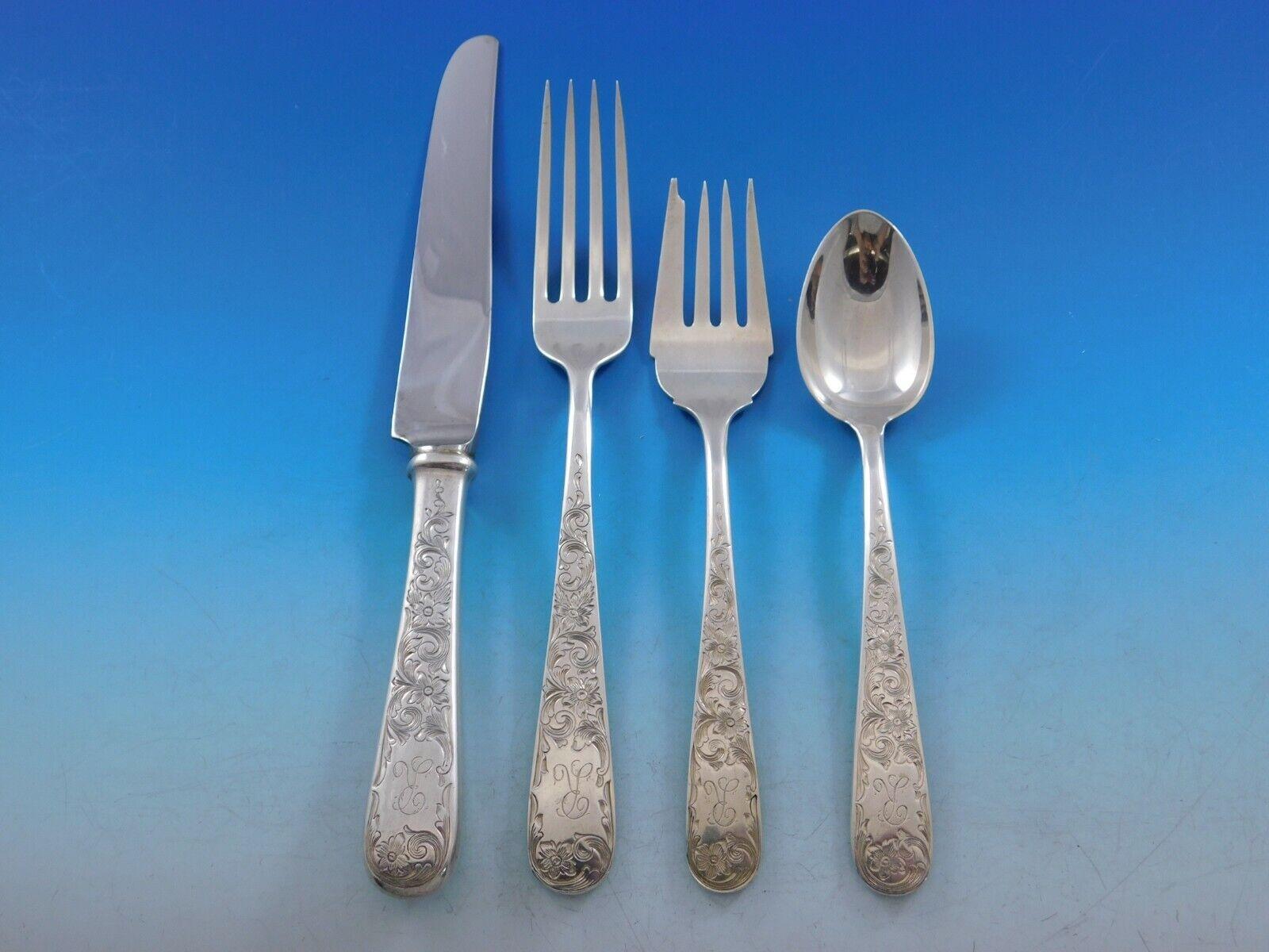 Old Maryland Engraved by Kirk Sterling Silver Flatware Set 142 pcs Mono ...